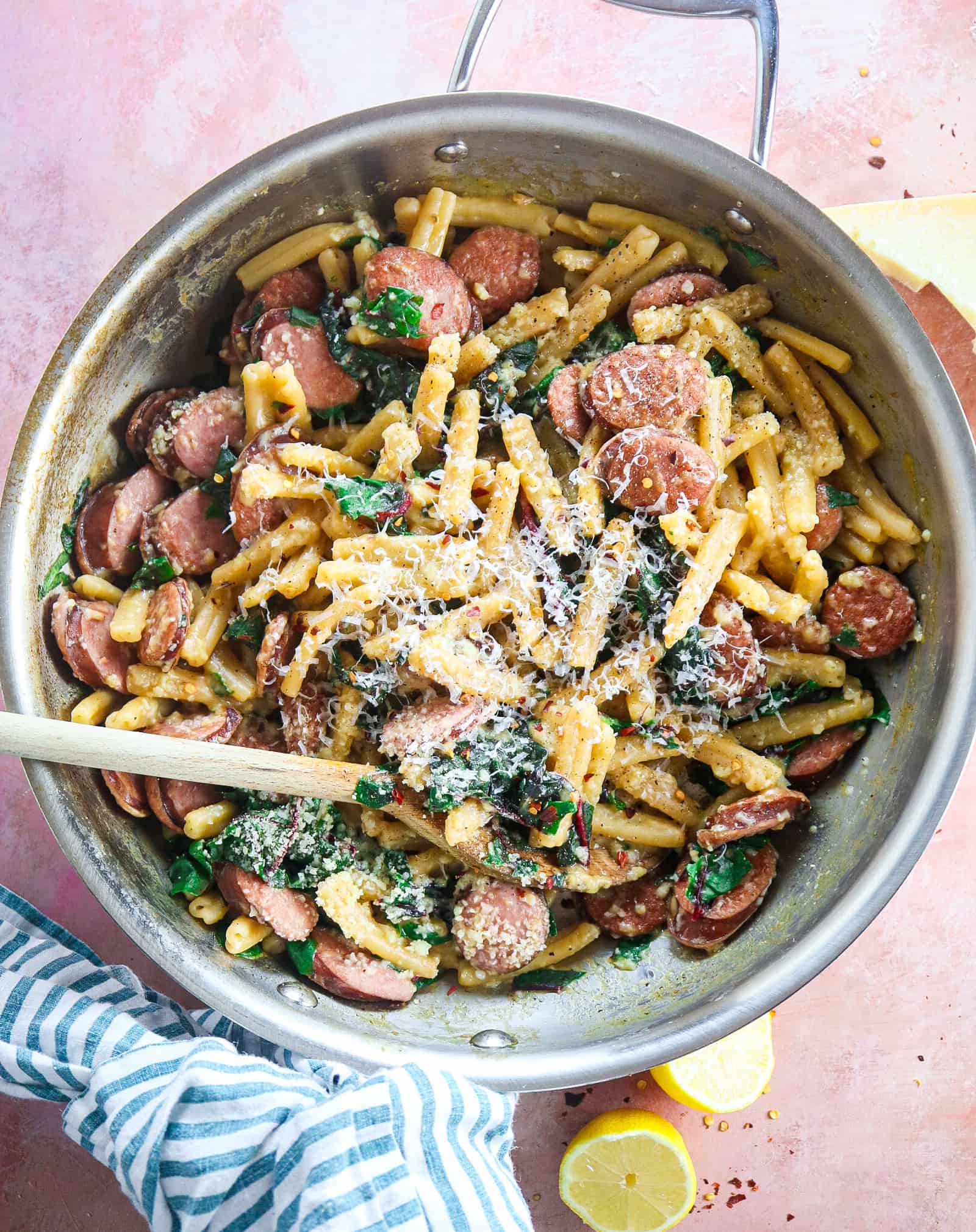 5 Ingredient One Pot Kielbasa Pasta - Tipps in the Kitch